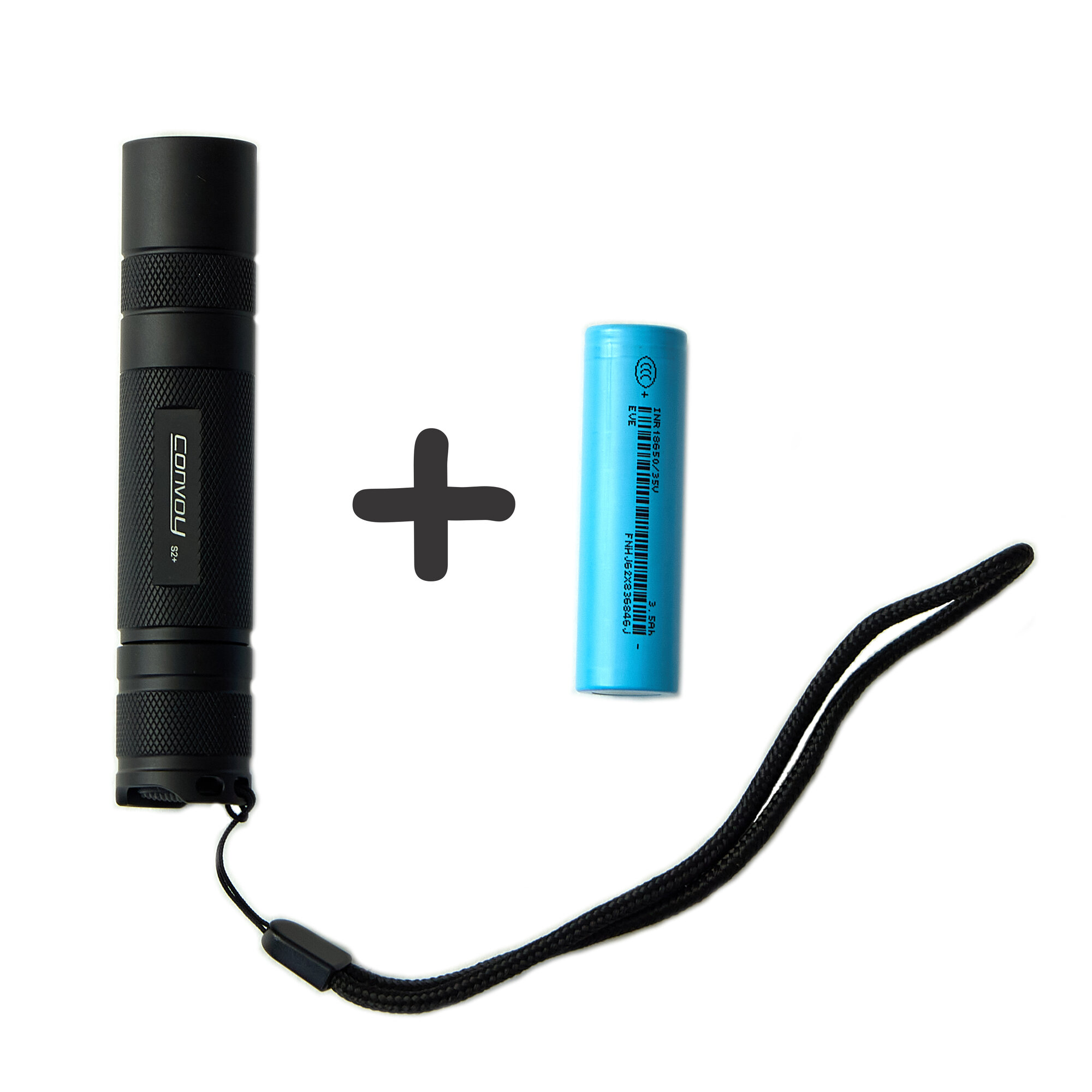 Фонарь Convoy S2+ (1300лм) с аккумулятором EVE INR8650/35V (3500mAh)