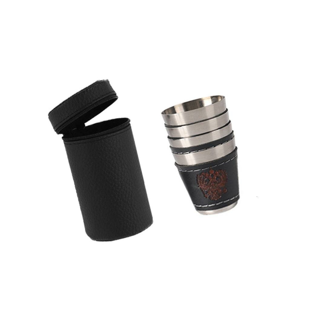 Шоты из нержавеющей стали с кожаным покрытием, 30ML