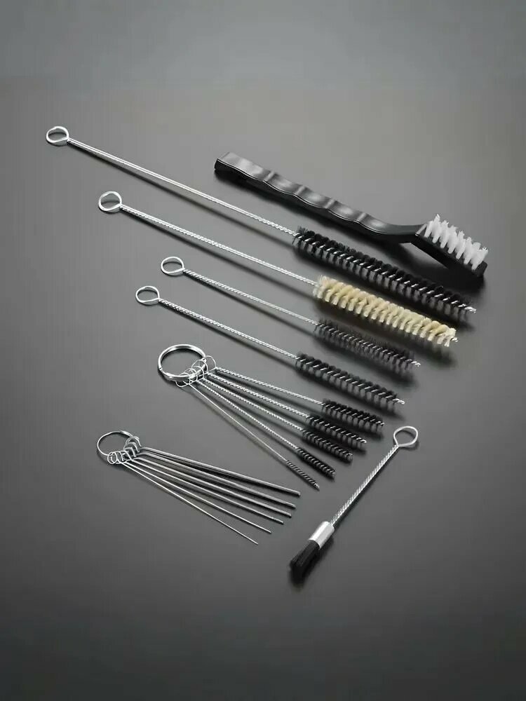 Набор для чистки краскопульта и аэрографа , 21 предмет, ершики, щетка кисточка, проволоки для очистки краскопульта