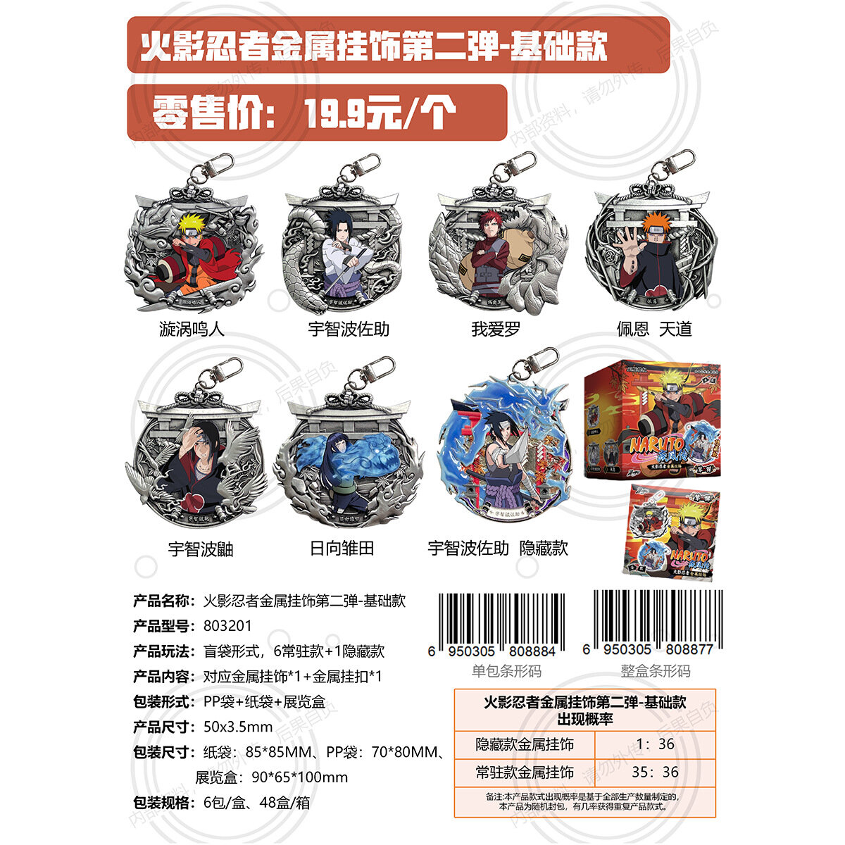 Официальный значок Наруто TV - Значок "Связь времени" Слепой бокс Баджи Саске Наруто Аниме Двумерный