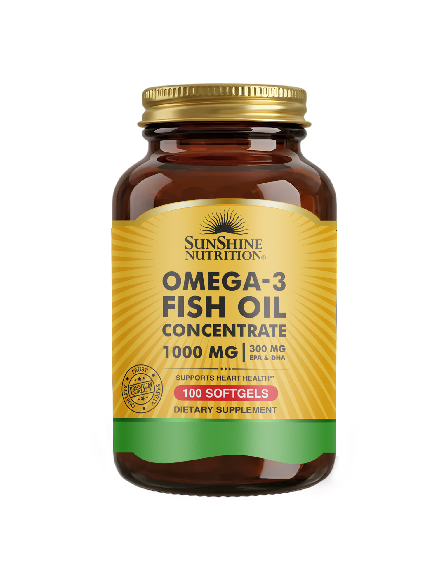 Рыбий жир SunShine Omega-3 Fish Oil, 100 капсул, для иммунитета, 100шт.