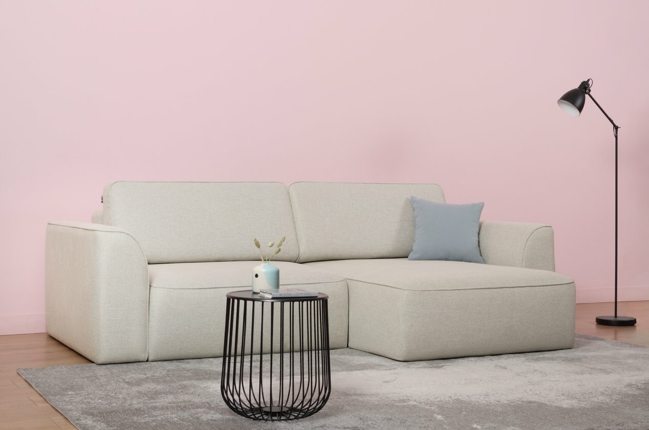 Диван угловой раскладной Divan.ru Спейс 1 Шенилл Светлый, 252x160x83 см, спальное место 200x206x155 см, Светлый, рогожка