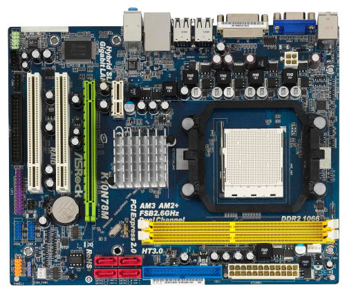 Материнская плата S-AM2 ASRock K10N78M, nF8100/2xDDR2/SVGA/DVI/SATA/SB/LAN/mATX
