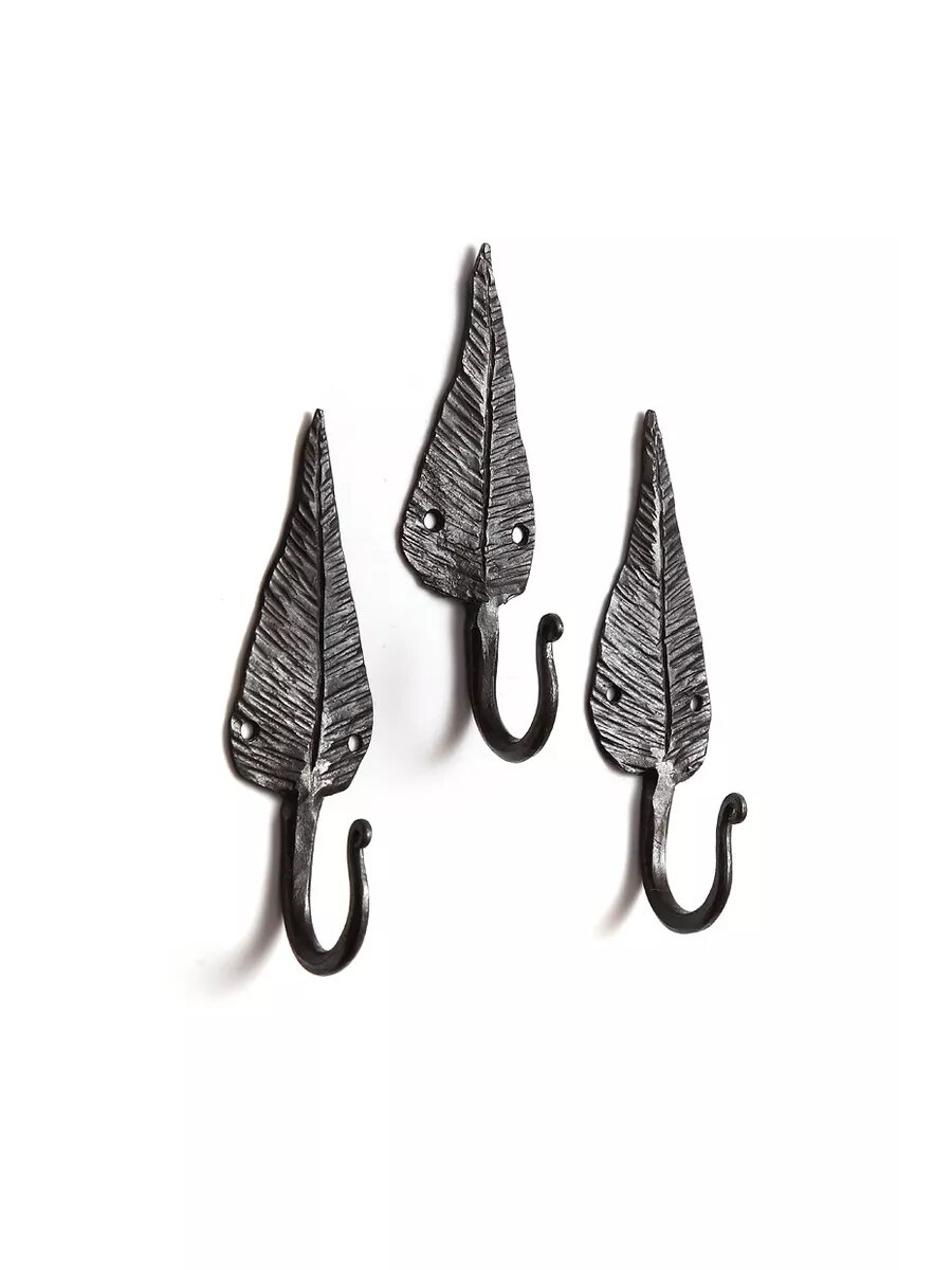 Набор настенный кованый металлический крючок "Листик" 3шт