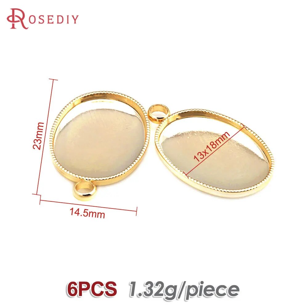 Латунные основы для кабошонов Rosediy Бежевый, 47244-18K Gold Color