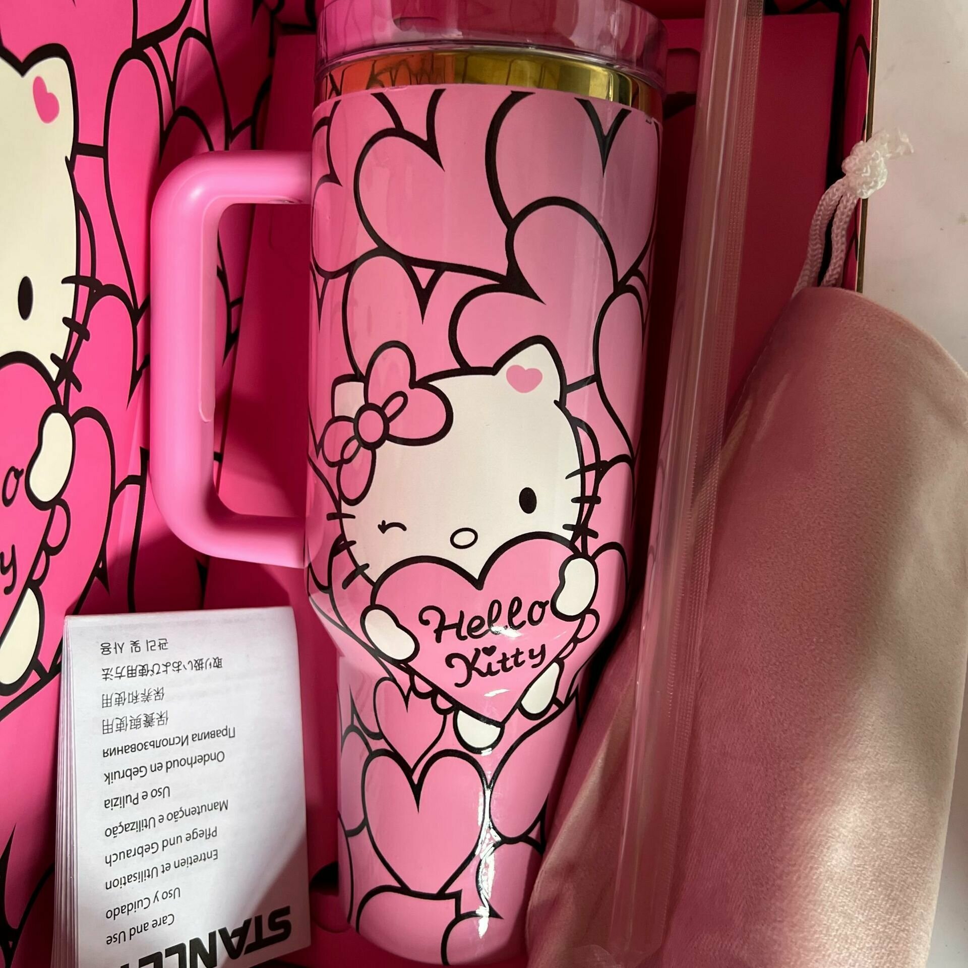 Автомобильная чашка Cat40oz Ice Tyrant cup второго поколения, ручка большой емкости, термос из нержавеющей стали, розовый