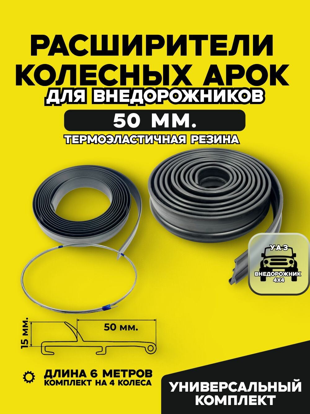 Расширители колесных арок для внедорожников (универсальный комплект) 50 мм.