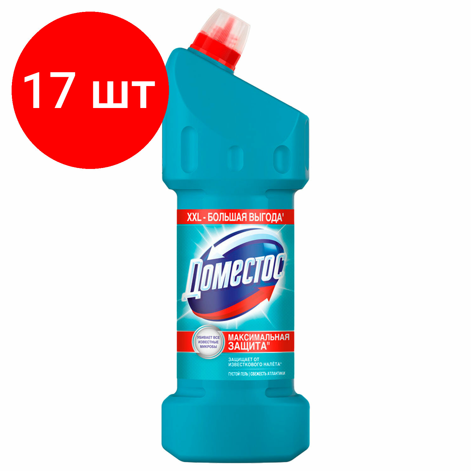 Комплект 17 шт, Чистящее средство 1.5 л DOMESTOS (Доместос) "Свежесть Атлантики", с отбеливающим эффектом, 67683281