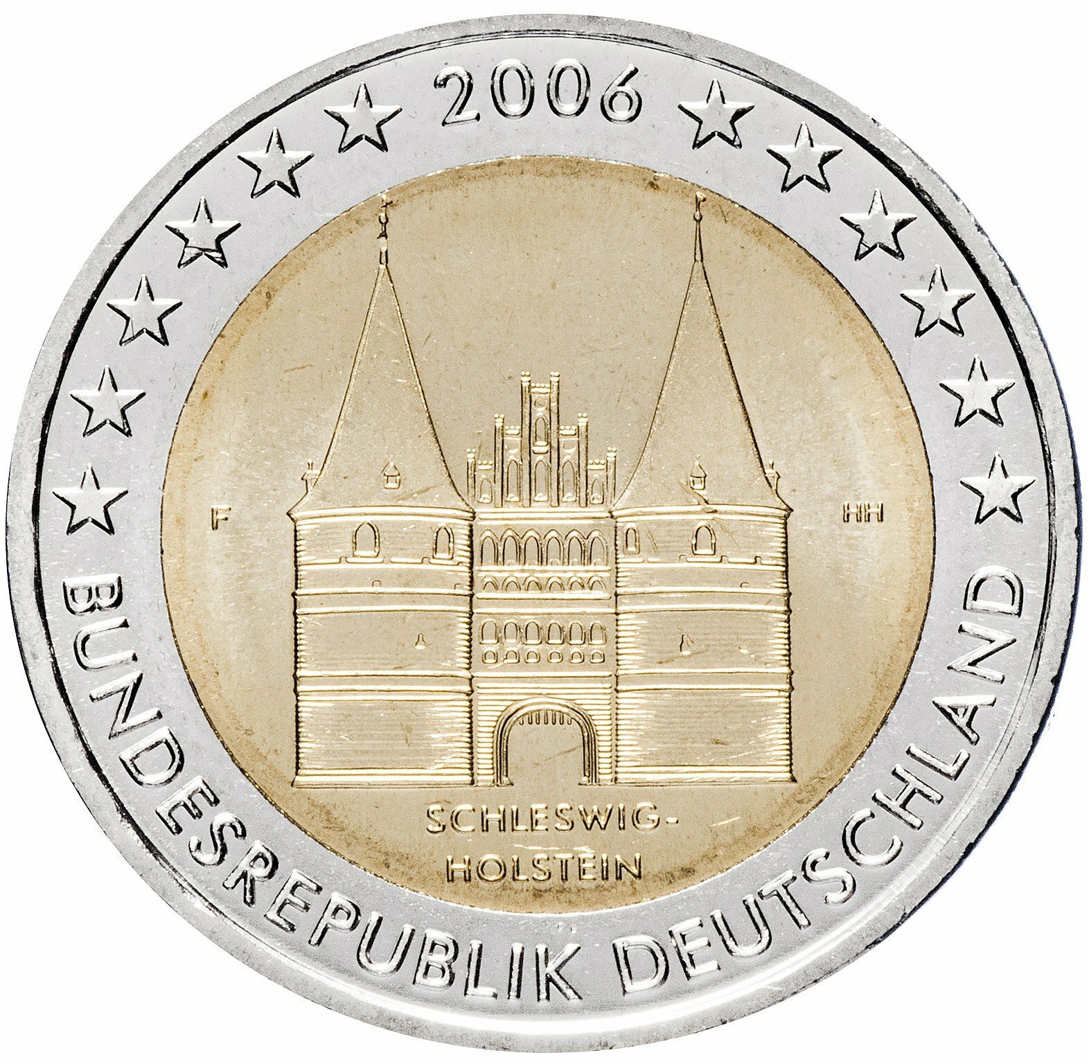 Германия 2 евро 2006 F "Федеральные земли Германии: Шлезвиг-Гольштейн", Биметалл, в сохранности UNC