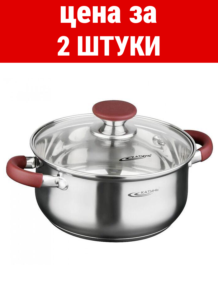 Комплект 2 шт, кастрюля нерж 5.0Л берта СТ/КР 24Х11.5СМ катунь