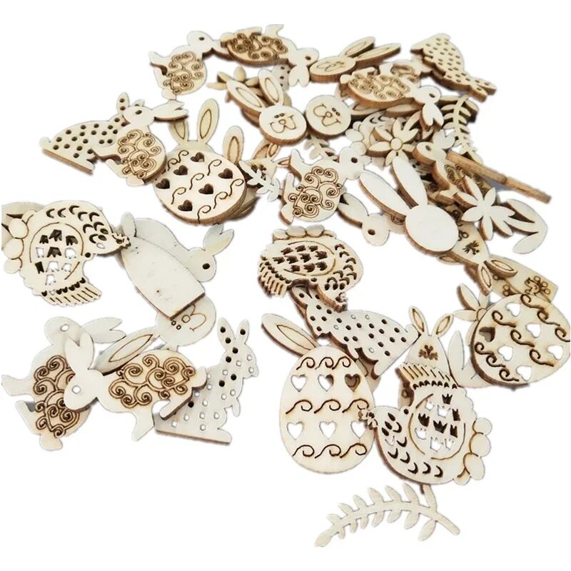 Деревянные подвески-кролики для Пасхи 50pcs