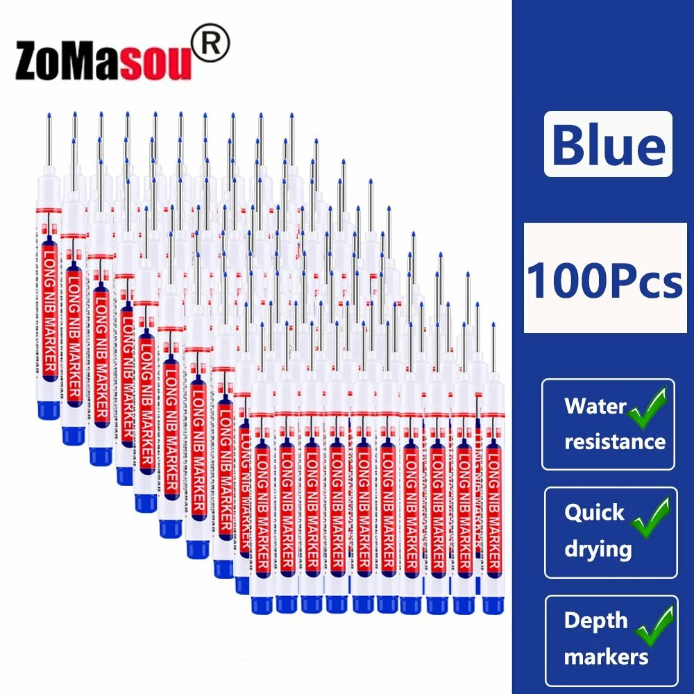 1-100 шт, 20 мм, маркеры с длинной головкой, многофункциональные маркеры для деревообработки, украшения для плитки, маркеры с глубокими отверстиями, красные/черные/синие/зеленые чернила