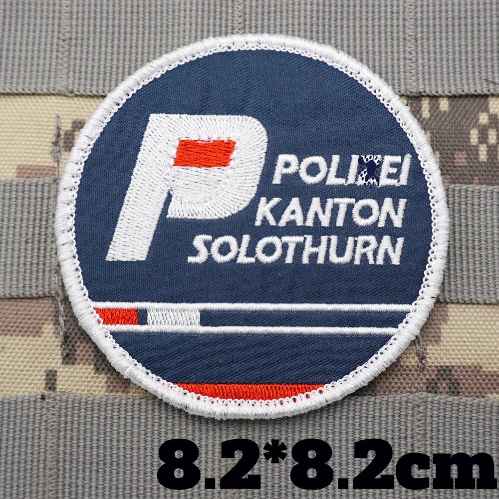 Тактическая нашивка Polizei Kanton Solothurn, 8.2*8.2см, темно-синий, AD69 Velcro
