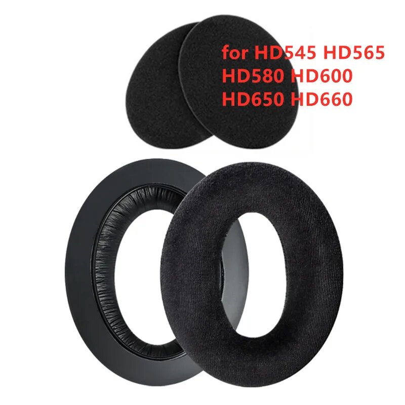 Амбушюры для наушников Sennheiser HD545 HD565 HD580 HD600 HD650 HD660 черные Flannel Earpads