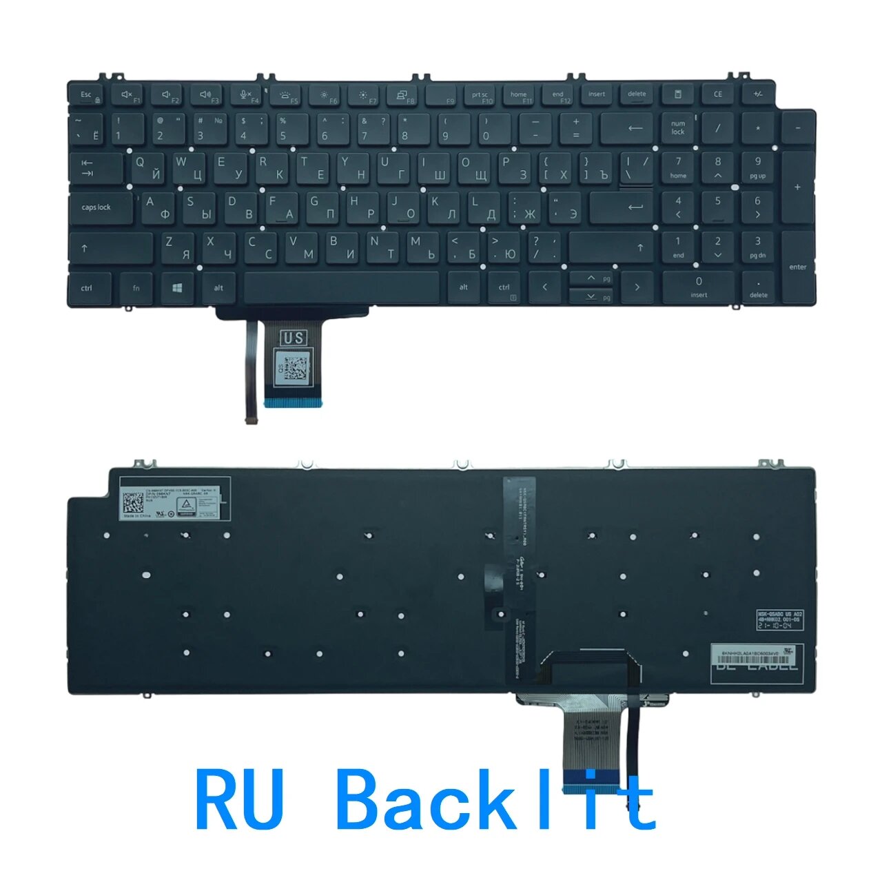 Новая американская русская клавиатура с подсветкой для латинского языка для Dell Precision 7550 7750 0713DM
