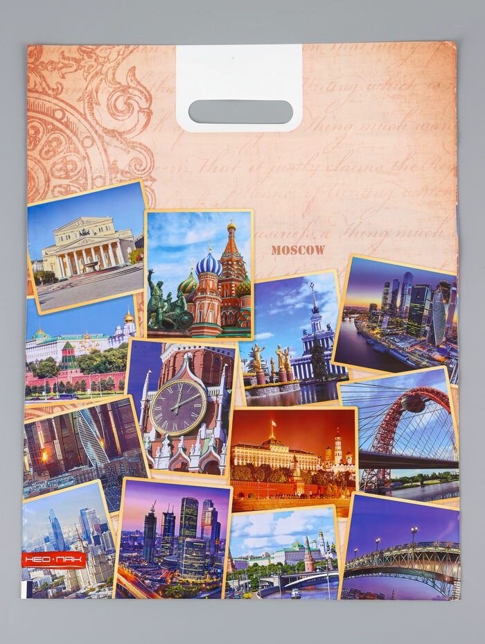 Пакет Городская архитектура , полиэтиленовый с вырубной ручкой, 38 47 см, 60 мкм