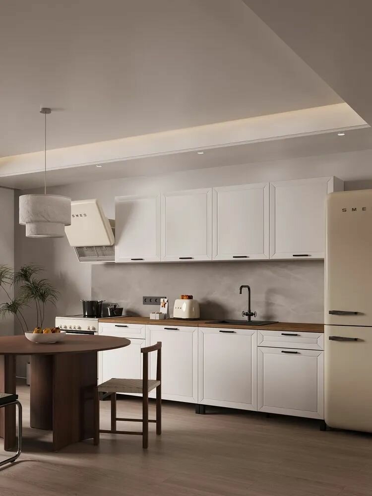 Кухонный гарнитур Мадрид Мебельная Фабрика , белый, прямой, 2.4 м