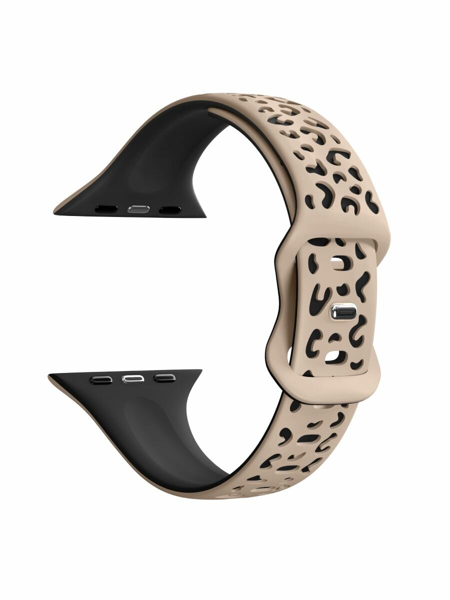 Силиконовый ремешок Divine для Apple Watch 44/45/46/49 мм Caweon DSJ-71-42-BG Beige/Black
