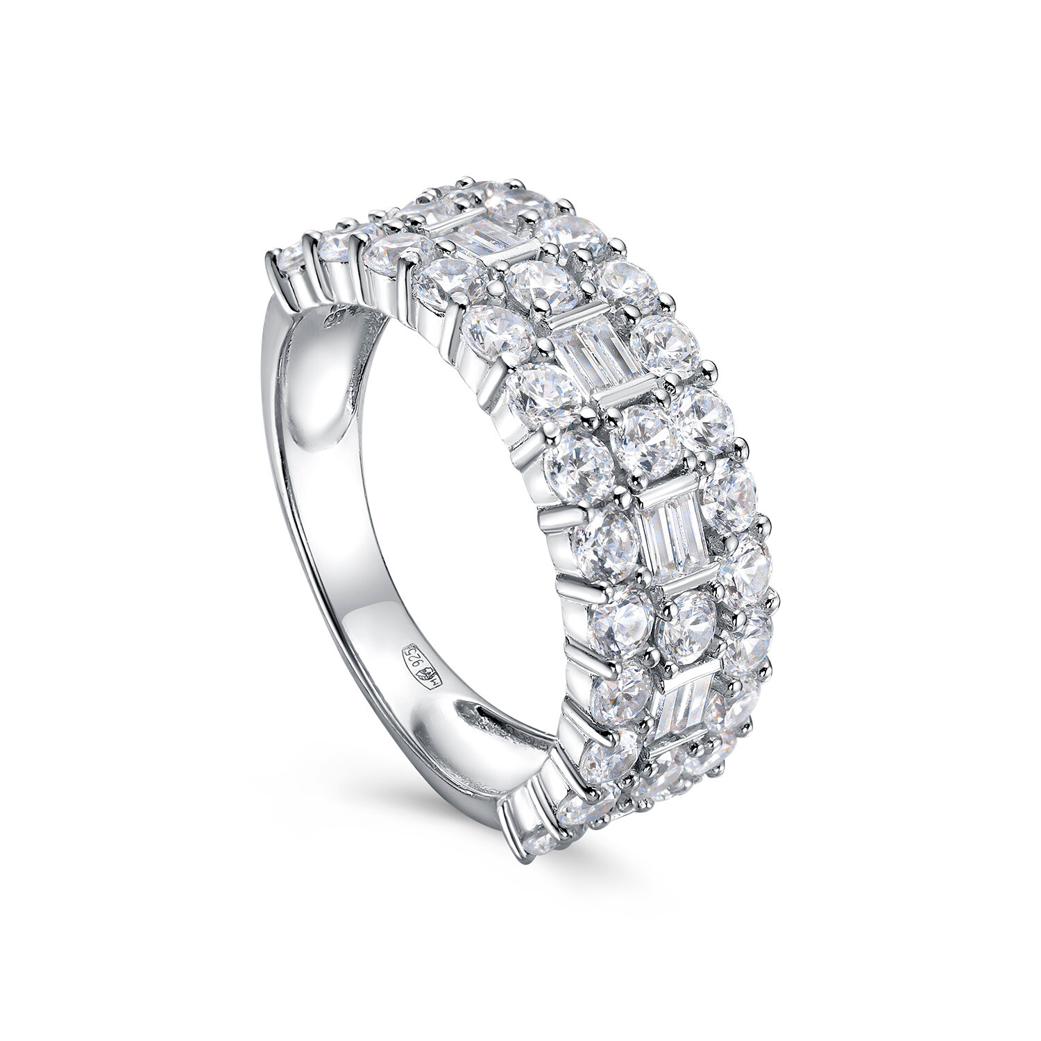 Кольцо тонкое, серебро, 925 проба, фианит