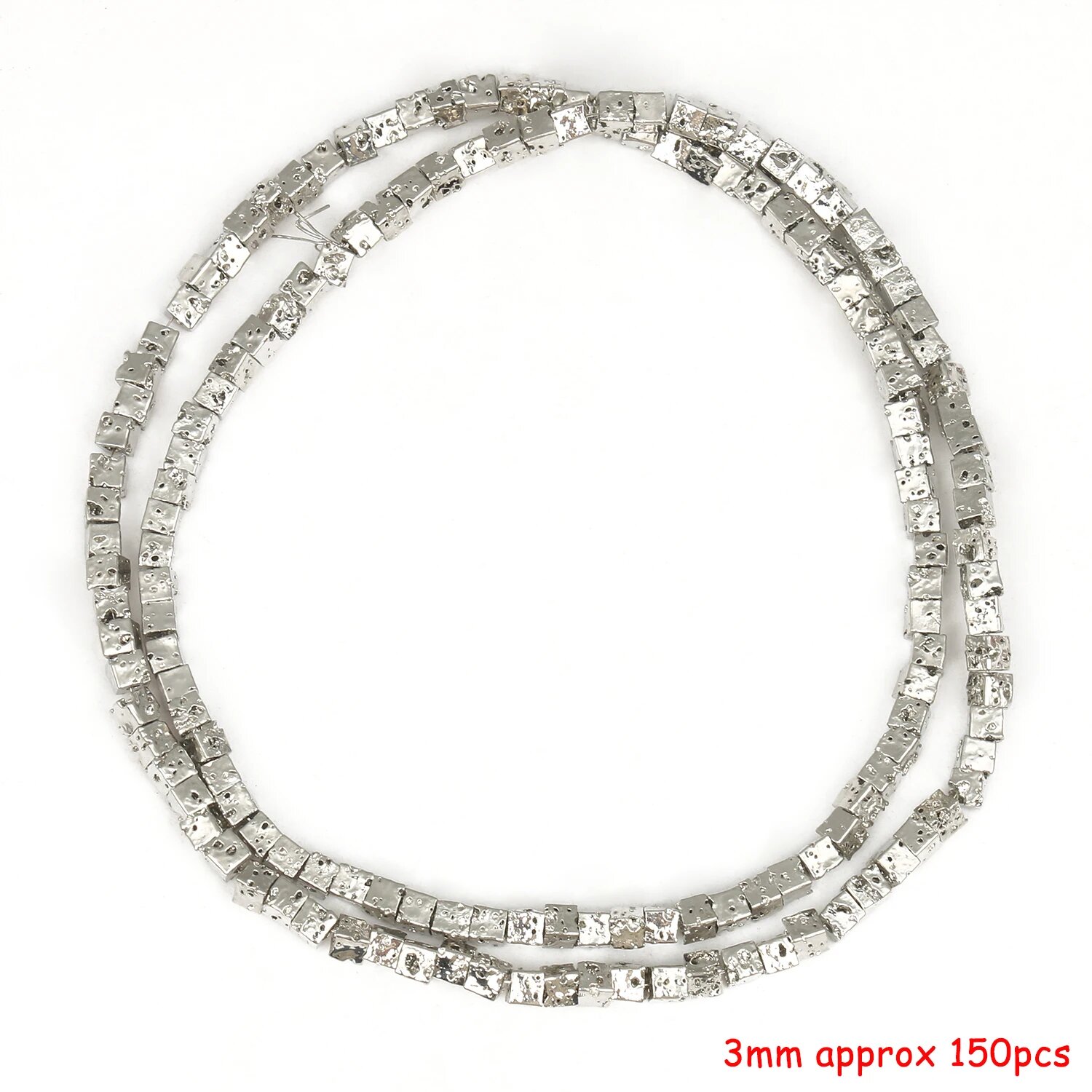 Бусины кубик 3 мм, 150 шт, Rhodium, Type 14