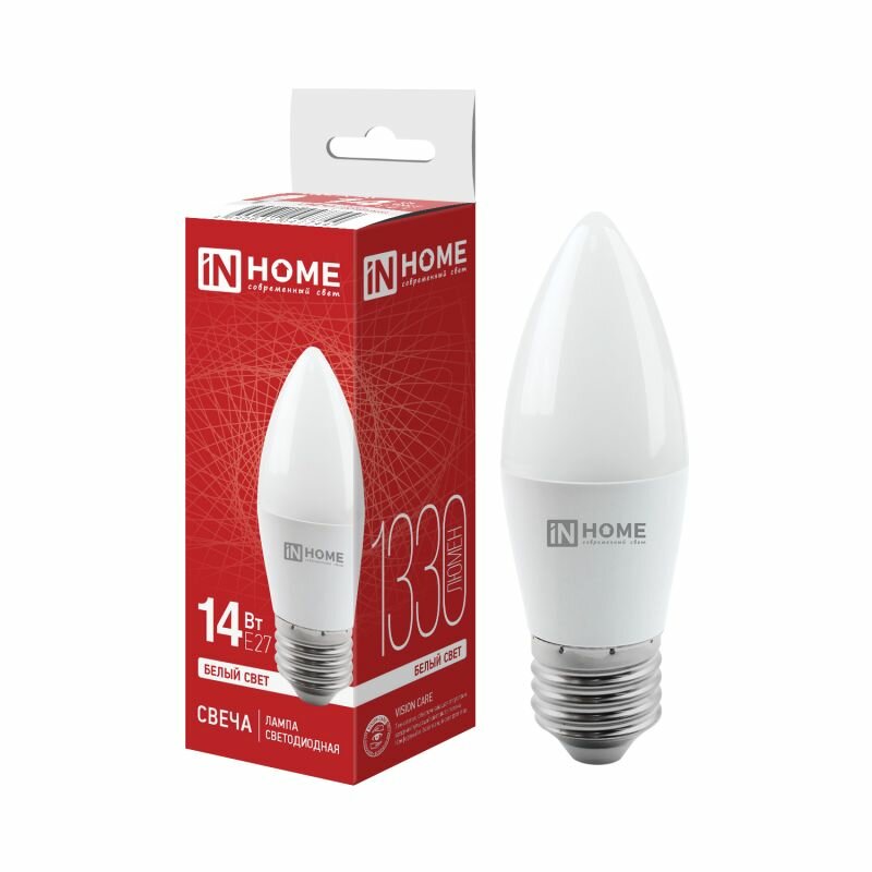 Лампа светодиодная 14Вт E27 4000К 1330лм LED-СВЕЧА-VC 4 штуки