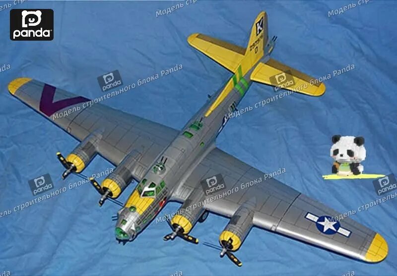 1:47, американский бомбардировщик B-17G Air Fortress, ширина 66 см x длина 48 см, бумажная модель, самолет своими руками