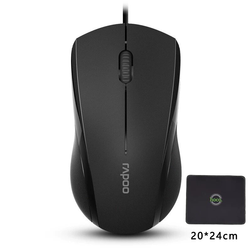 Проводная бесшумная мышь Rapoo/Reboo N1600, длина кабеля 1,6, настольная оптическая мышь для бизнес-офисного компьютера