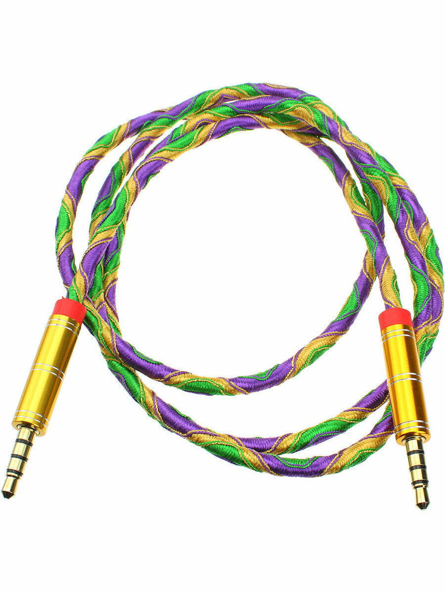 Шнур J3.5-J3.5 0.9м 4PIN разъем металл, шнур оплетка ткань