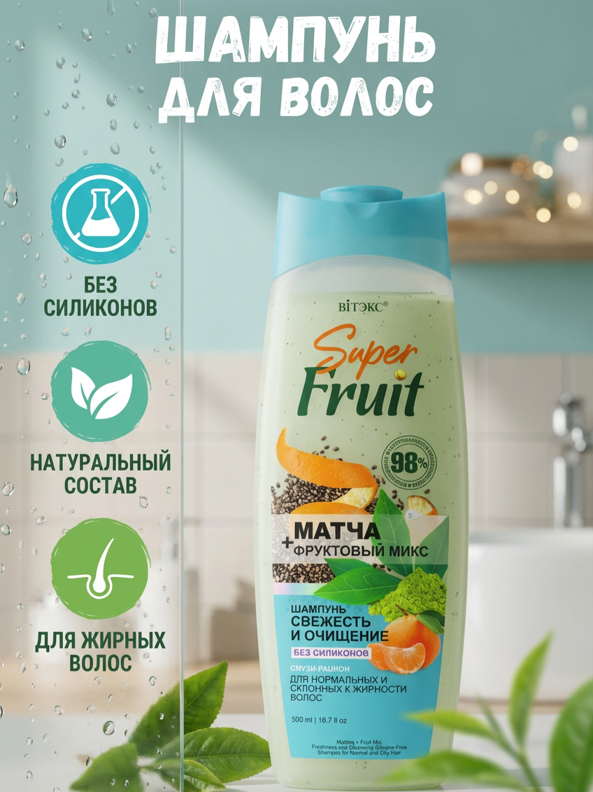 Шампунь для нормальных и склоных к жирности волос без силиконов Витэкс 500 мл