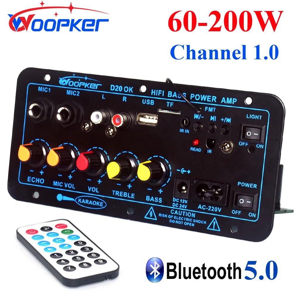 Усилитель Woopker D20 Bluetooth, 60-200 Вт, EU Plug