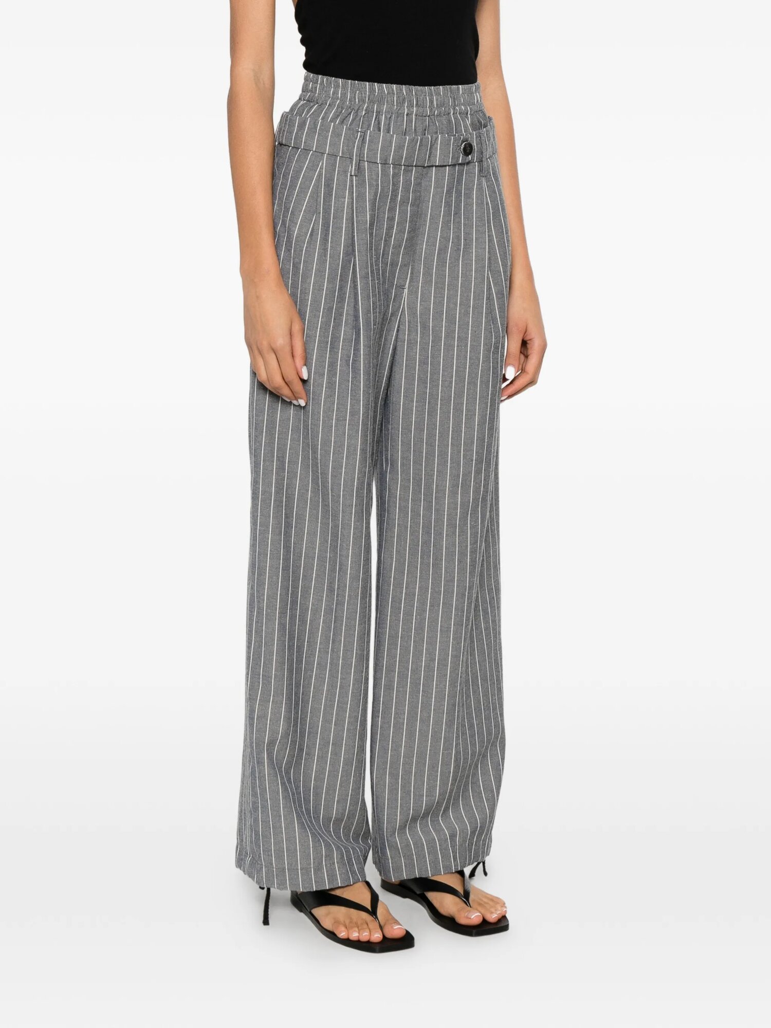 Брюки WHITE SAND Pinstripe drawstring-cuff trousers, размер 44 — фото 1