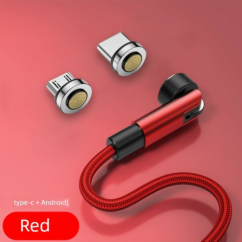 1м Красный Магнитный Зарядный Кабель с Разъемами Type-C и USB-A, Поддержка 100Вт Быстрой Зарядки