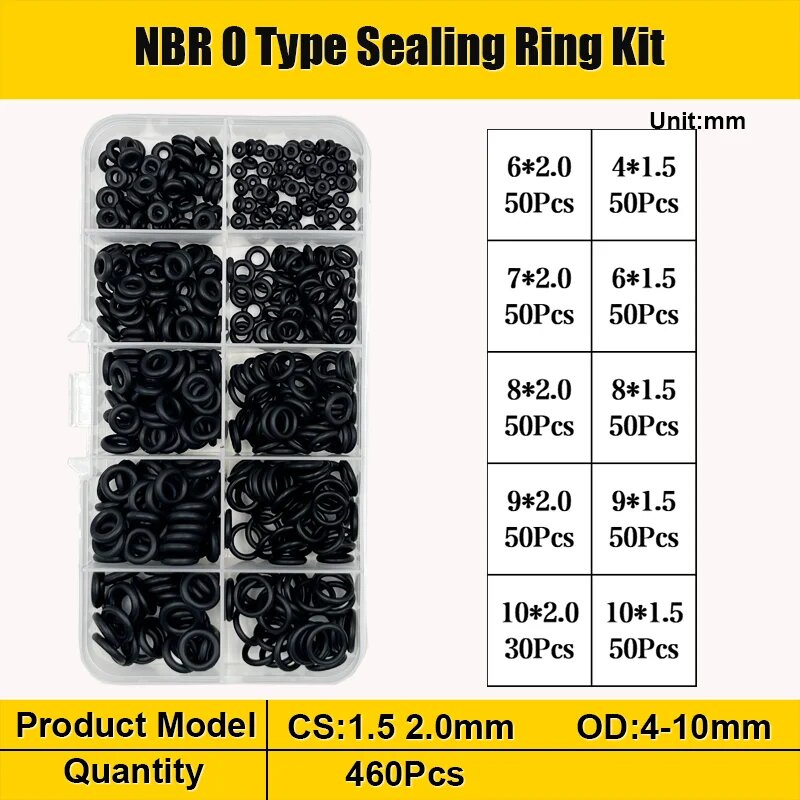 Комплект уплотнительных колец NBR O-Ring, CS 1.5-2.0 мм, 460шт