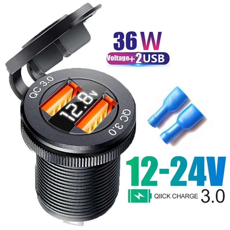 USB-разъем для зарядки Вольтметр цифровой USB c qc3.0 12 В адаптер для bmw f30 f10 e39 b7 f20 аксессуары автомобильный вольтметр USB-разъем