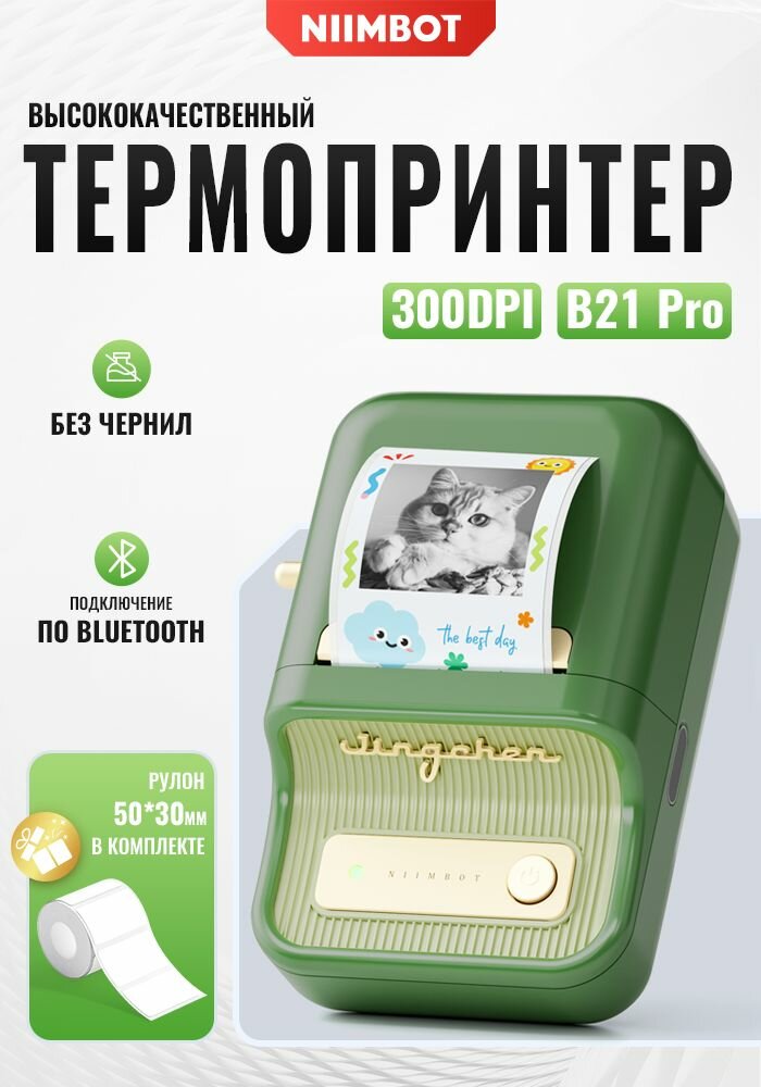NIIMBOT Принтер для наклеек, этикеток термо , темно-зеленый