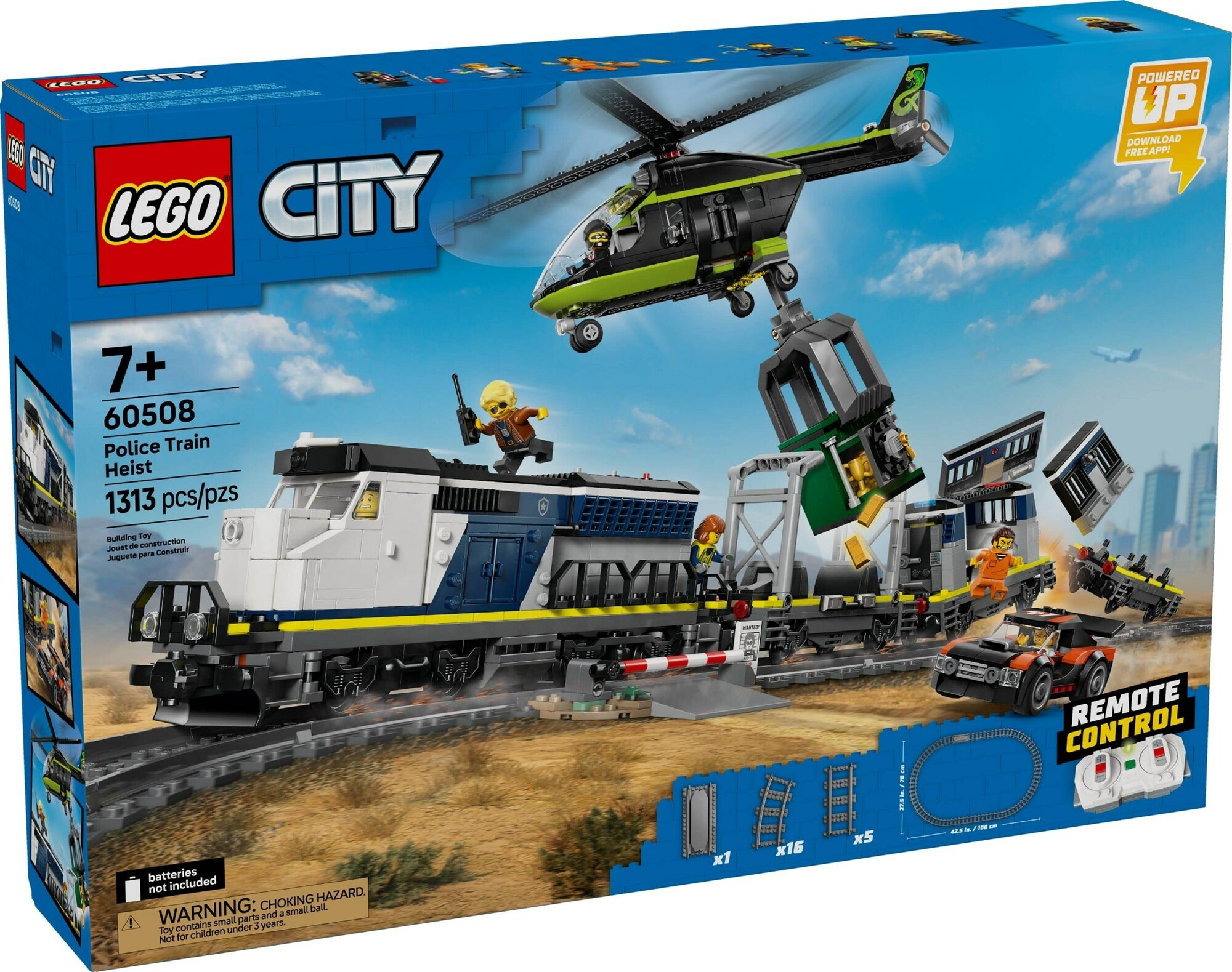 Конструктор LEGO City 60508 Ограбление полицейского поезда, 1313 деталей, от 7 лет