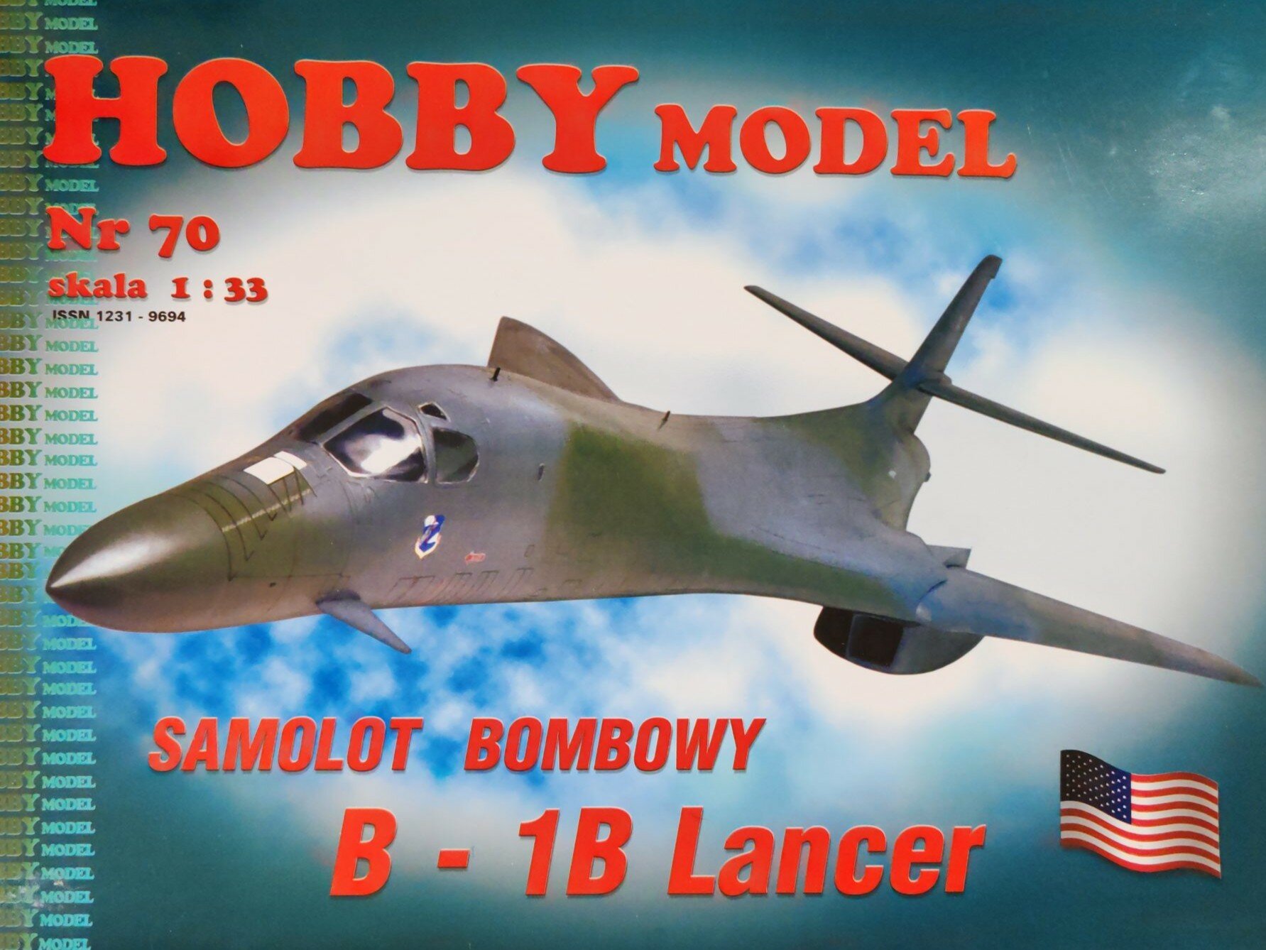 Сборная бумажная модель Бомбардировщик B-1B Lancer - HOBBY MODEL №70 (журнал)