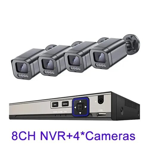 Gadinan Outdoors Водонепроницаемая камера IP с распознаванием лиц 4K 8MP POE с записью звука Комплект систем безопасности камер IR кэвт Набор видеокамер XMEye