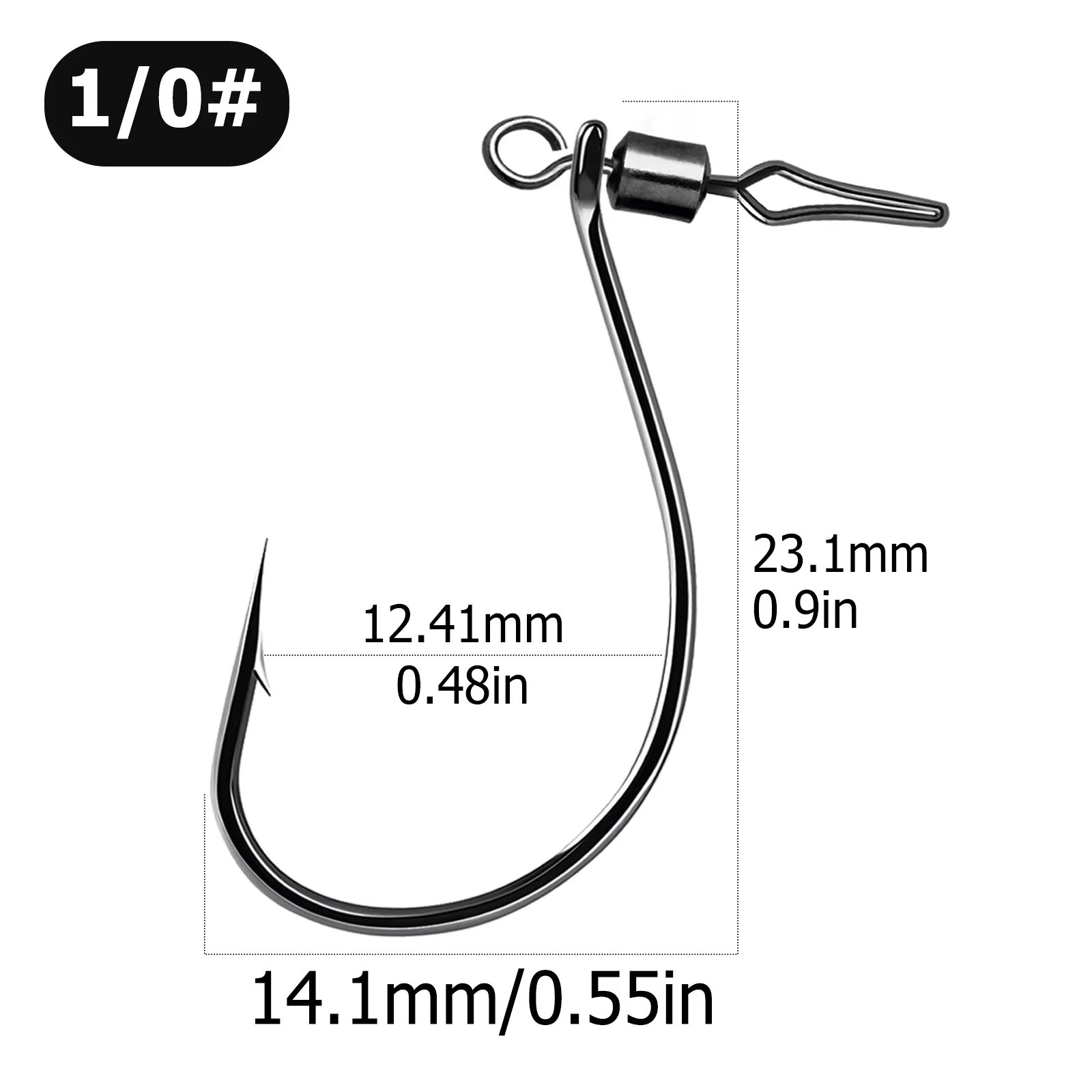 FishTrip Поворотные крючки Drop Shot 30 шт. Size 1-0 30pcs