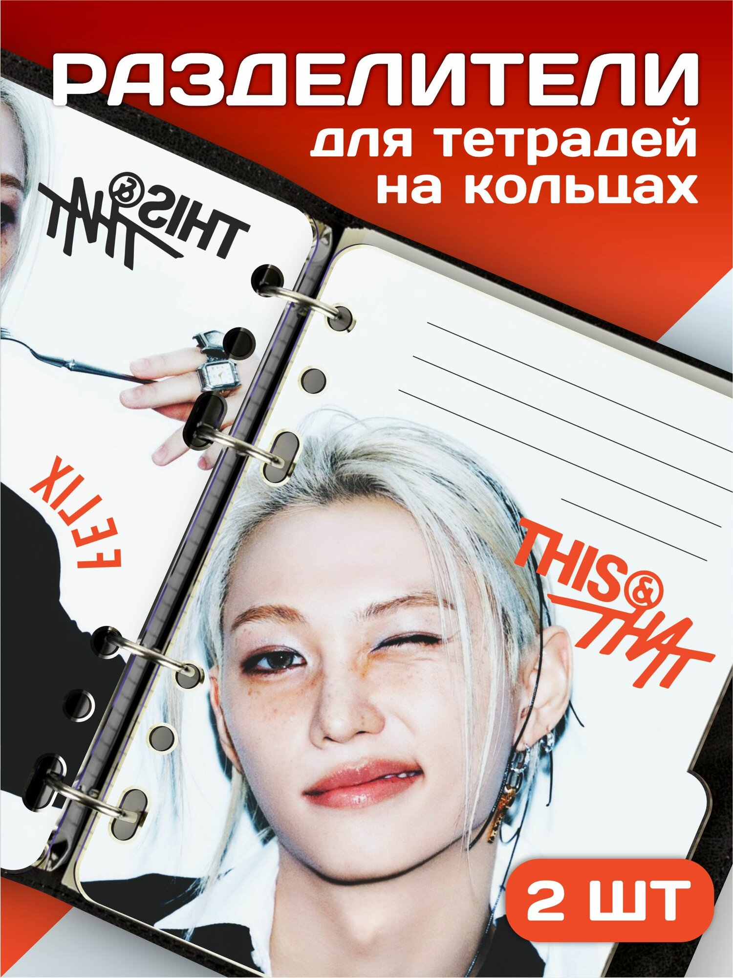 Пластиковые разделители для тетради на кольцах А5 Stray Kids