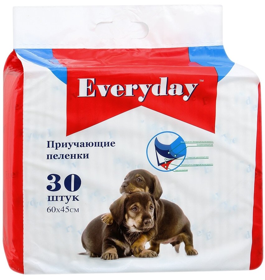 EVERYDAY 30 шт 60х45 см пеленки для животных впитывающие гелевые