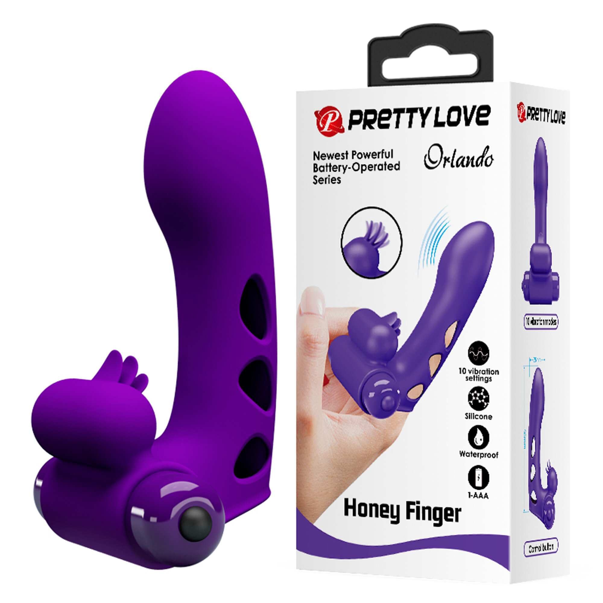 Вибронасадка на палец Pretty Love Orlando, фиолетовая, BI-014836-1