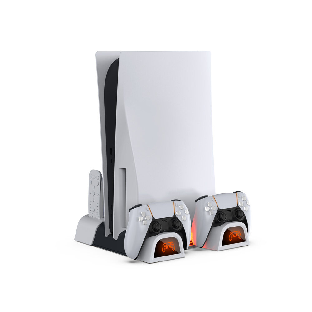Многофункциональная охлаждающая подставка (док-станция) DOBE для игровой приставки PlayStation 5 (PS5) с зарядкой и индикацией для геймпадов DualSense