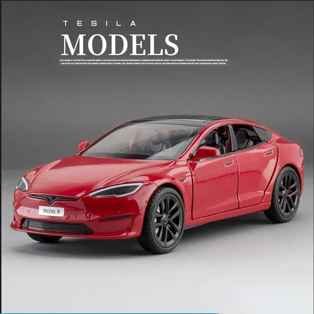 1:24 Roadster Model Y Model 3 Model S Модель игрушечной машины из сплава Звук и свет Детские игрушки Коллекционные подарки на день рождения