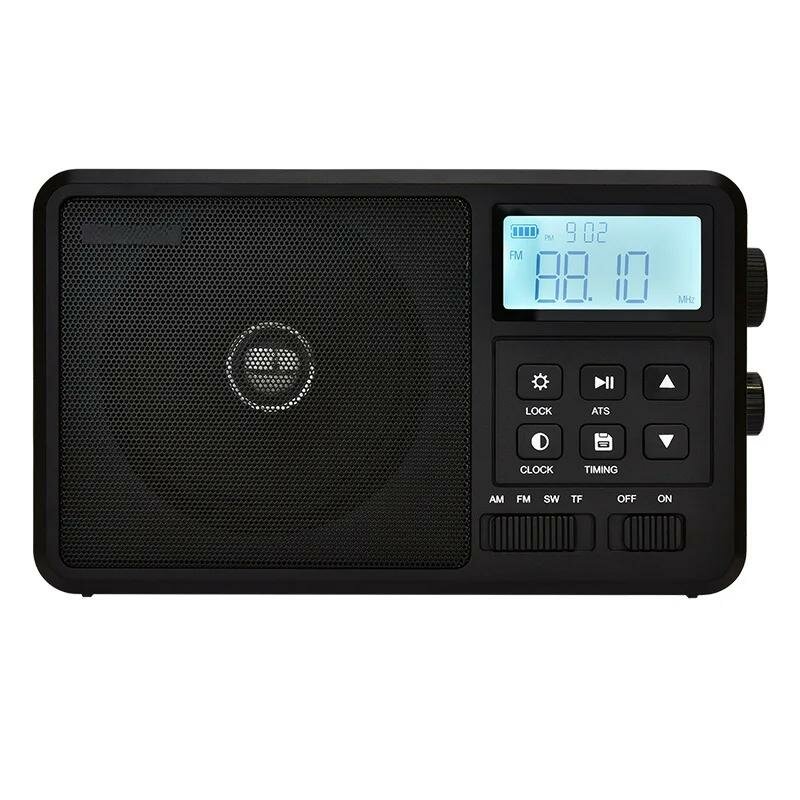 HRD-206 Портативное радио с приемом FM/AM/SW, большим LCD-экраном, полным диапазоном волн, записью и динамиком