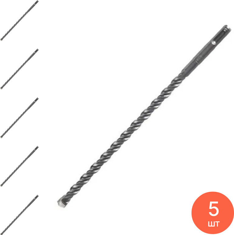 Бур 888 для перфоратора, по бетону, из хромованадиевой стали 40 Cr, SDS-Plus, диаметр 12мм, длина 350мм / расходные материалы и оснастка (комплект из 5 шт)