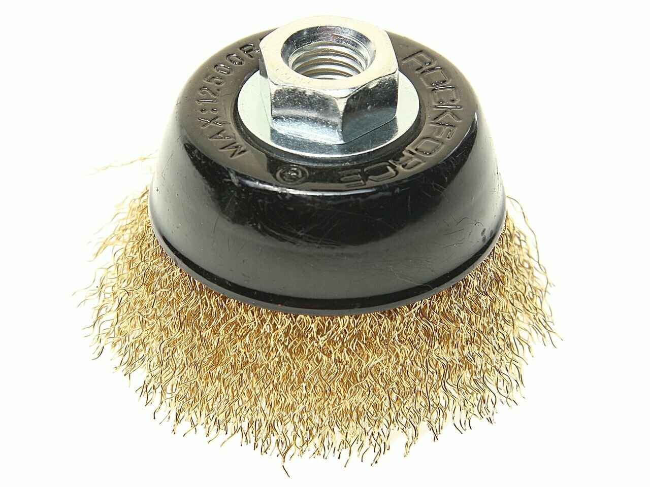 Кордщетка для УШМ "чашка" 75мм латунь, арт RFBWC003 ROCKFORCE