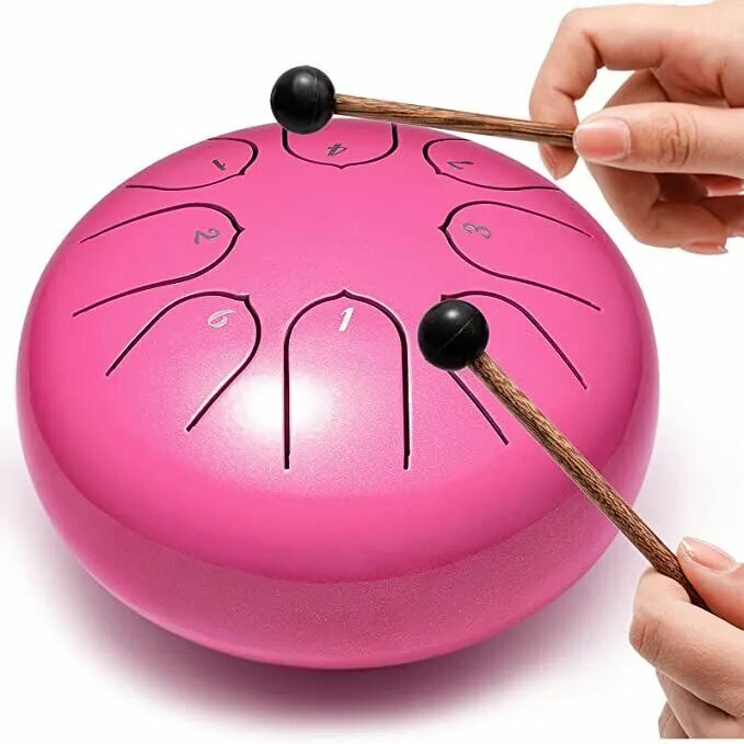 Глюкофон 15 см (6 дюймов), 8 лепестков. музыкальный инструмент, язычковый барабан, ханг, перкуссия. Подарочный набор Дзен Драм.