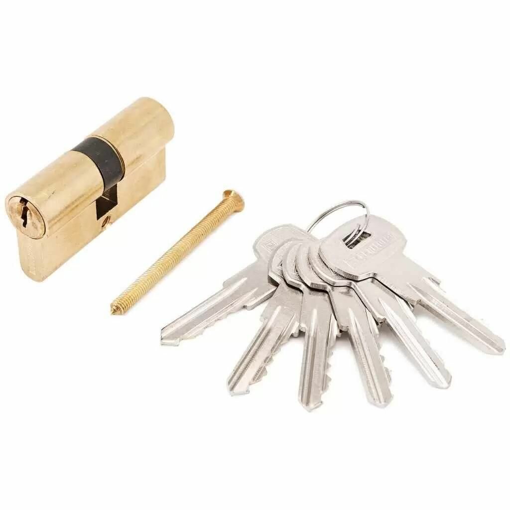 Личинка замка Аллюр для двери, 60 мм, золото, латунь, 6 ключей