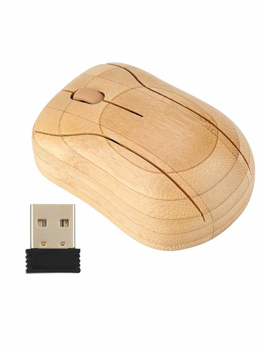 Деревянная беспроводная оптическая мышь 2,4 ГГц, компьютерная мышь для ноутбука, бамбуковая текстура древесины, точная навигация для ноутбука